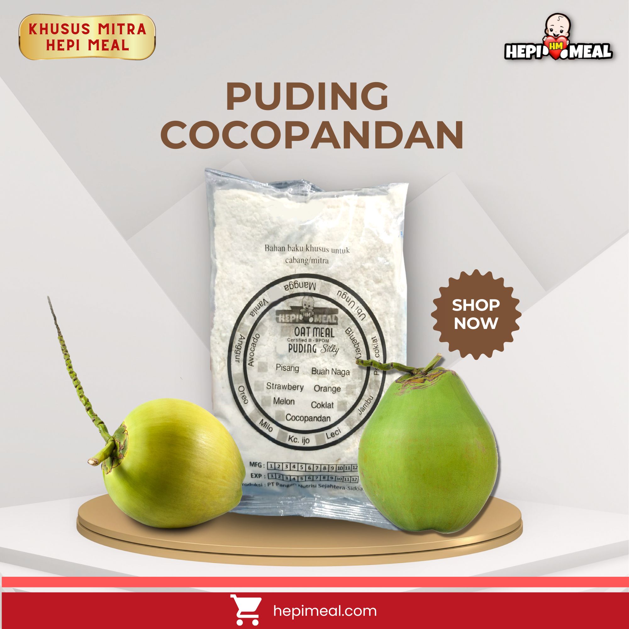 Jual Pudding Susu Rasa Buah cocopandan 2 x 150 Gram untuk 24 porsi ...